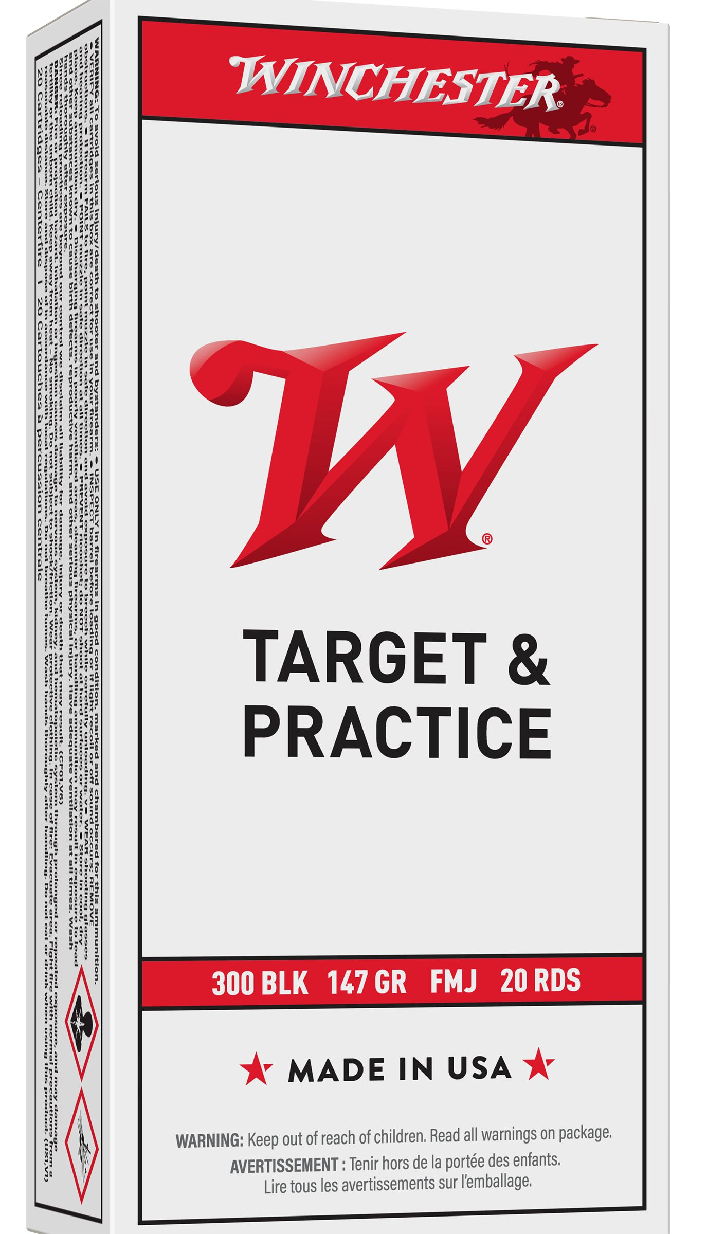 Winchester USA White Box 300 Blackout 147 Grain FMJ Rifle Ammunition ...